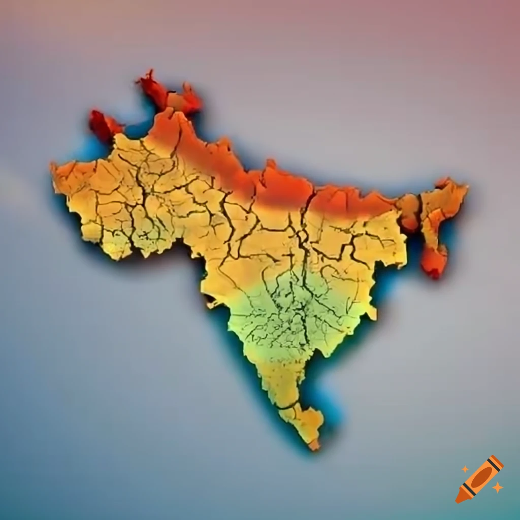 Map of india with a big crack on Craiyon