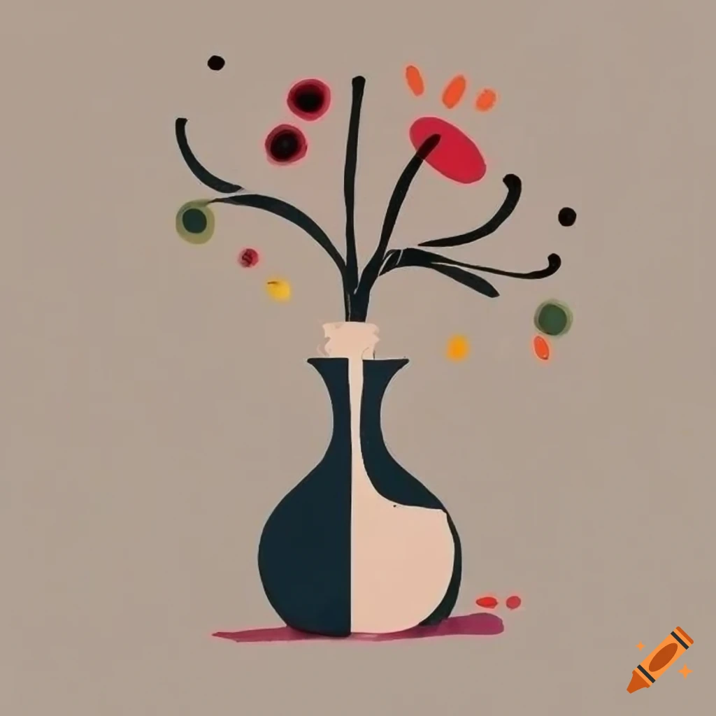 Flowers in a vase minimalist miro screenprint on Craiyon