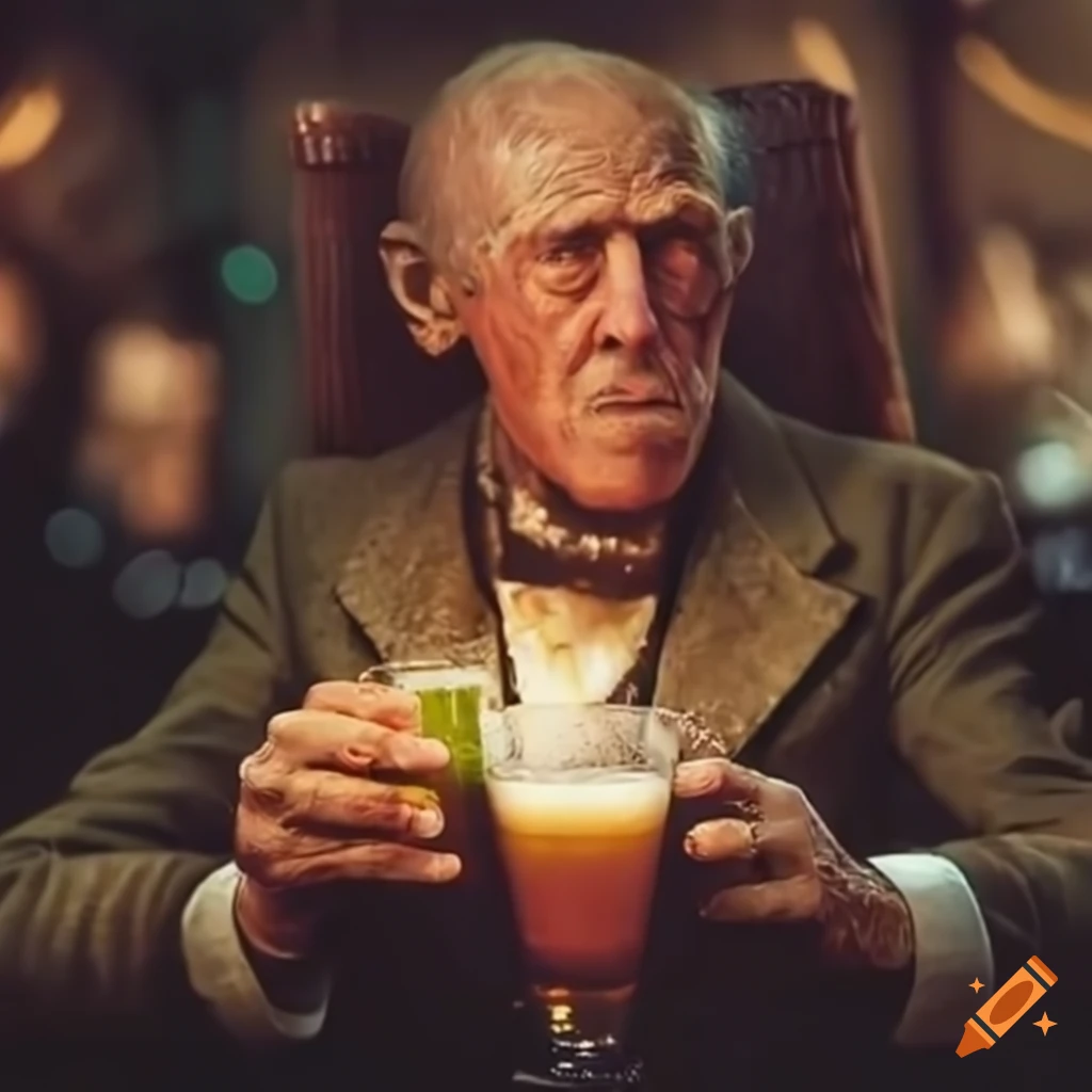 Irishman celebrating with Guinness in traditional style on Craiyon