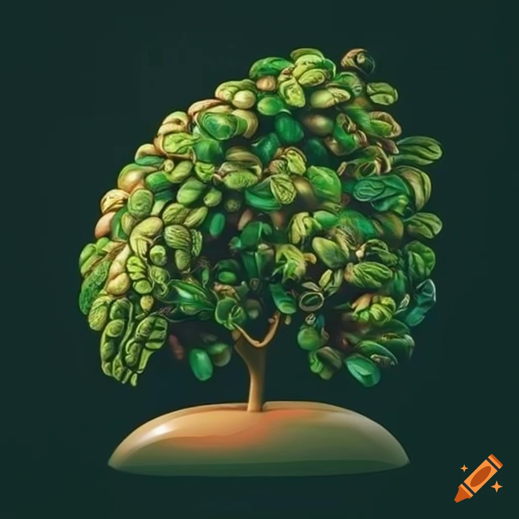 Lush coffee bean trees in a graphic style on Craiyon