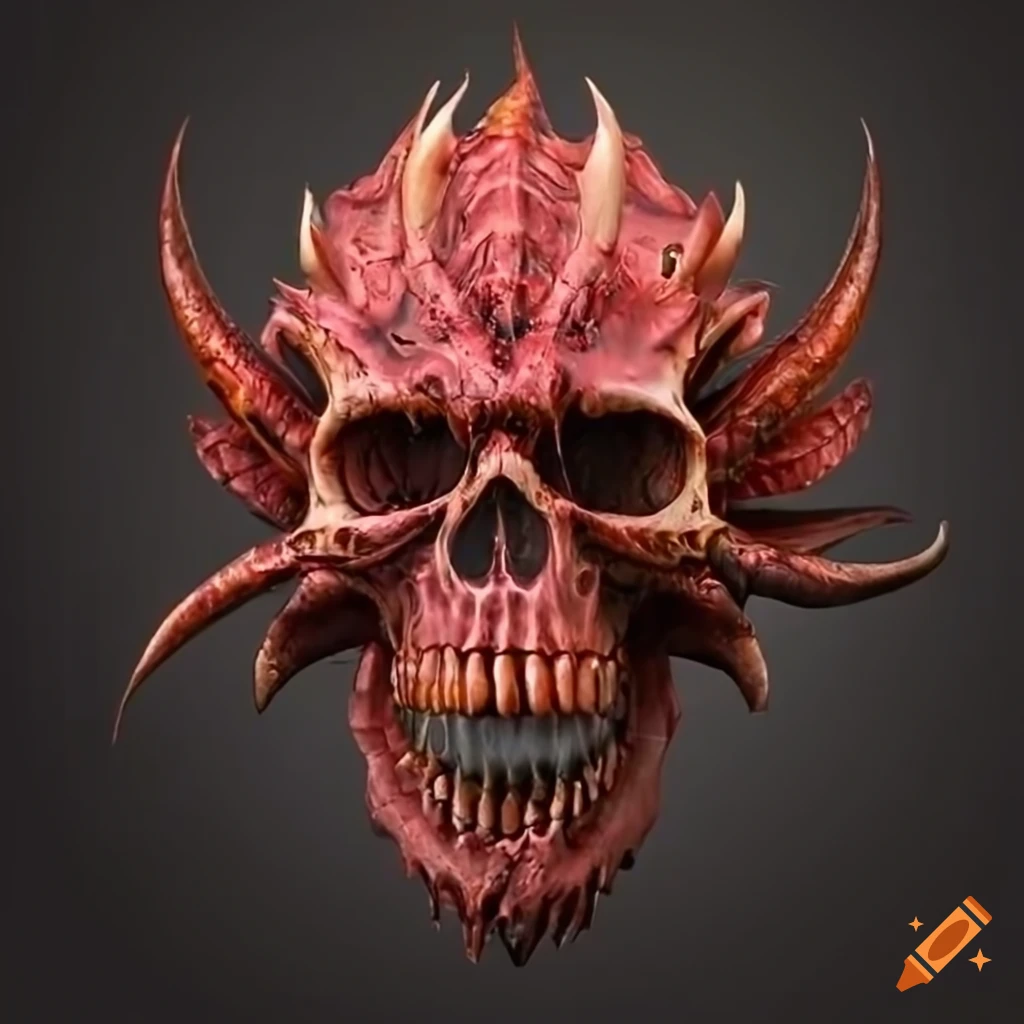 Red dragon skull on Craiyon
