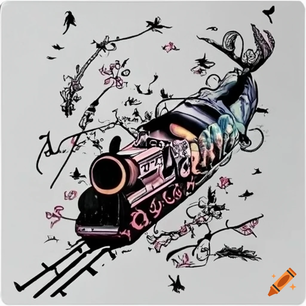 Train tattoo sticker design on Craiyon