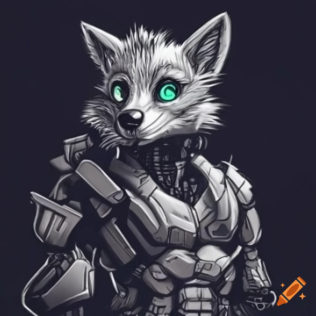Cyborg fox anthropomorphic art on Craiyon