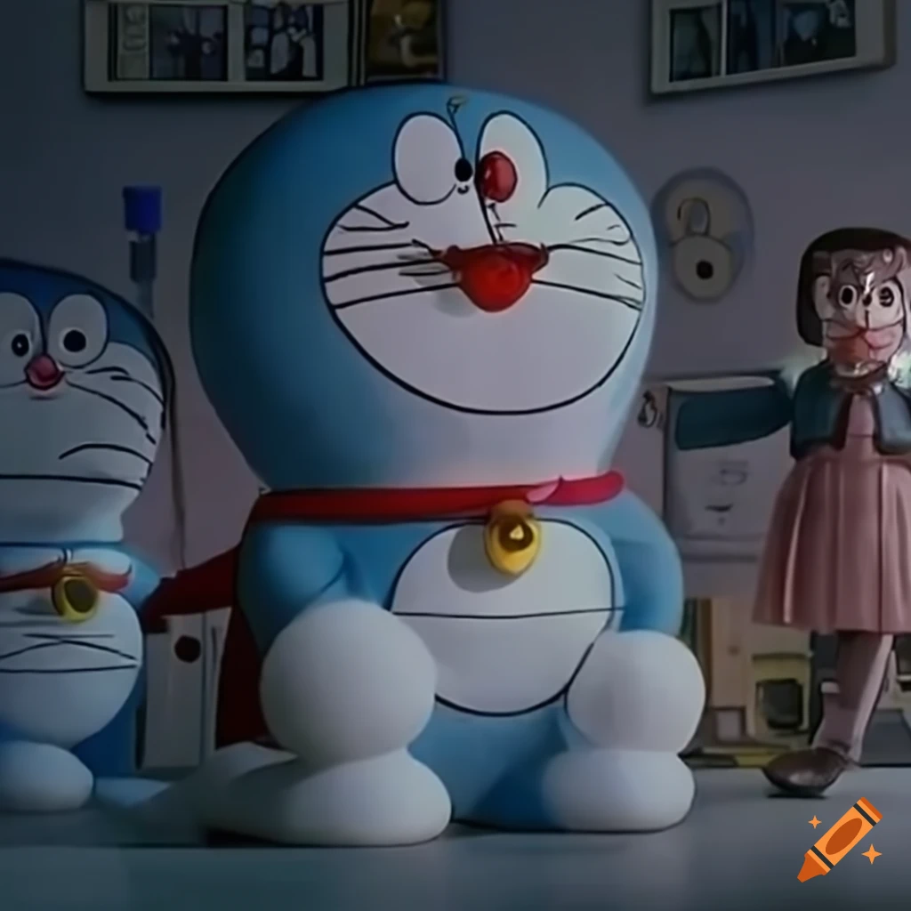 1980s doctor who scene featuring doraemon on Craiyon
