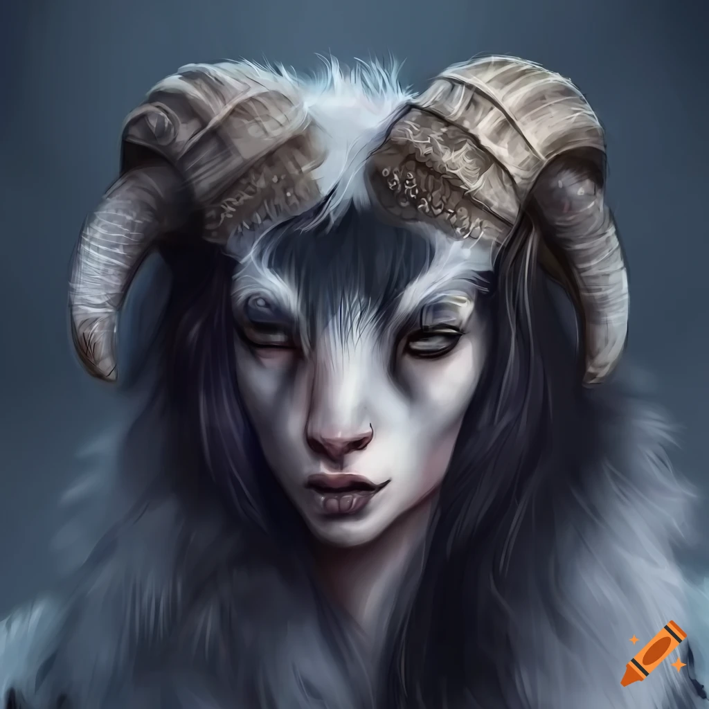 Fantasy creature with goat features and human characteristics on Craiyon
