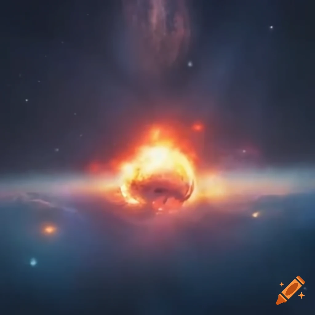 Explosion on a sci-fi space station on Craiyon