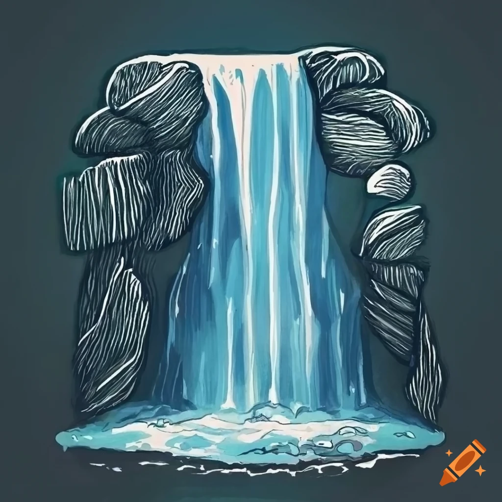 Hand-drawn waterfall on Craiyon