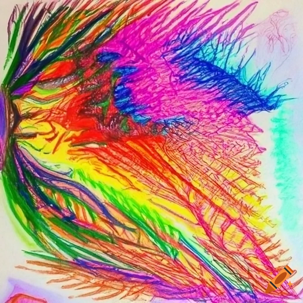 Abstract representation of schizophrenia through crayon art on Craiyon