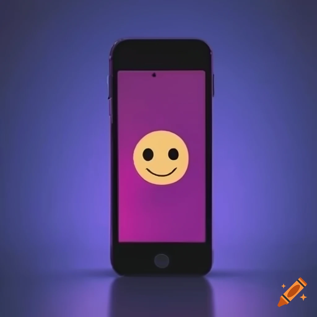 Vibrant iphone with a smiley face on the screen on Craiyon