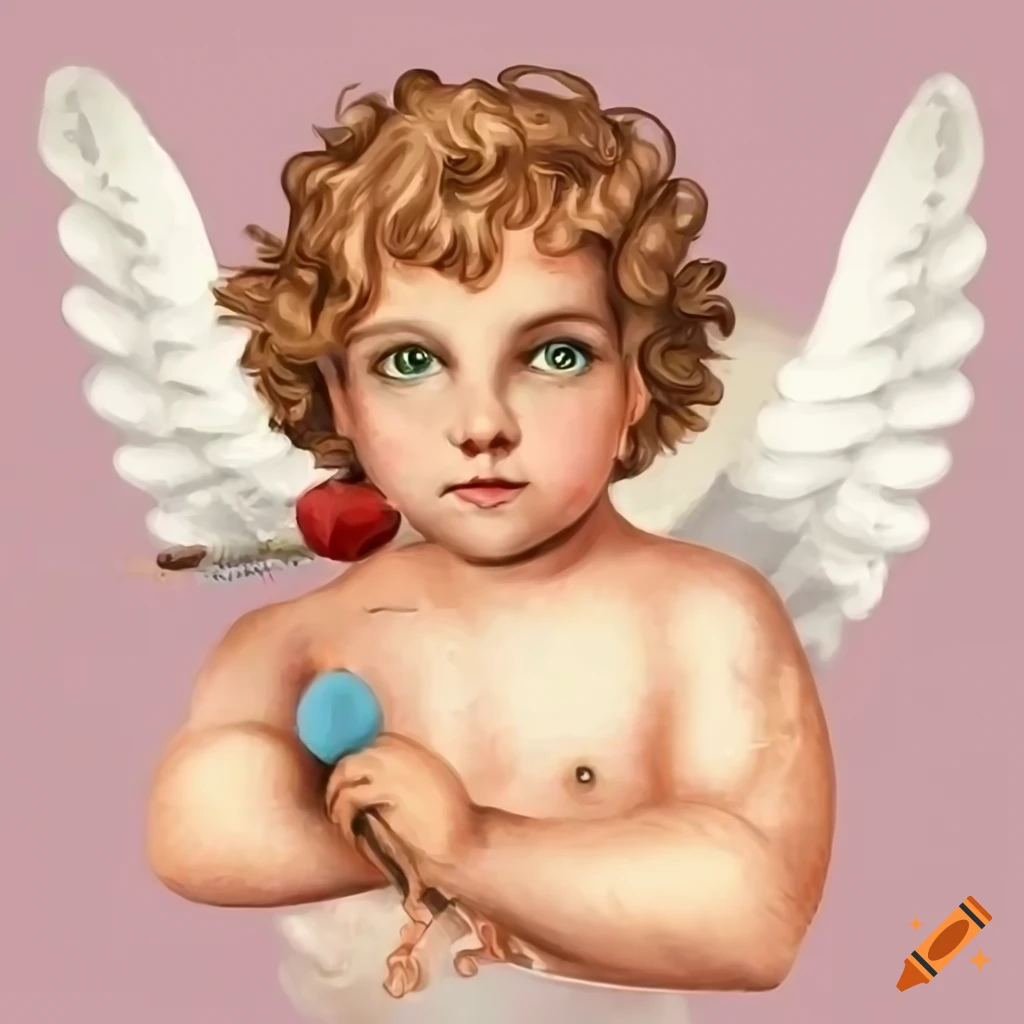 Muscular cherub with bow and arrow on Craiyon