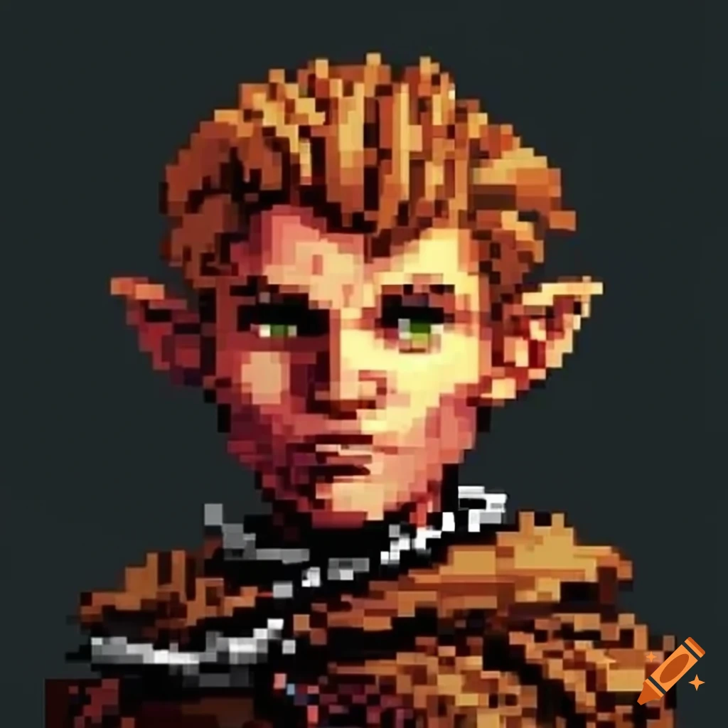 Pixel art portrait of a male Halfling rogue in a SNES JRPG style on Craiyon