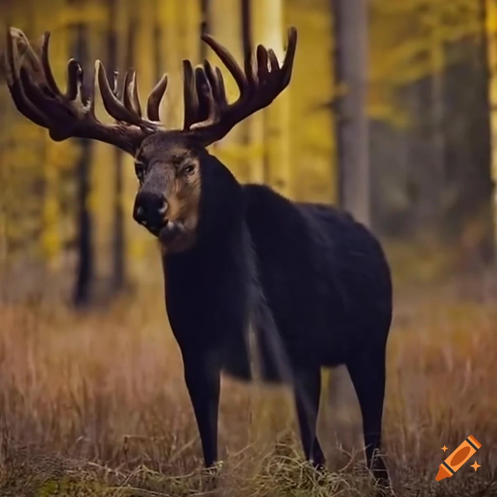 Moose, black bear, and whitetail deer mix on Craiyon