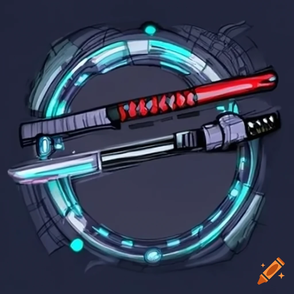 Futuristic style technological katana on Craiyon