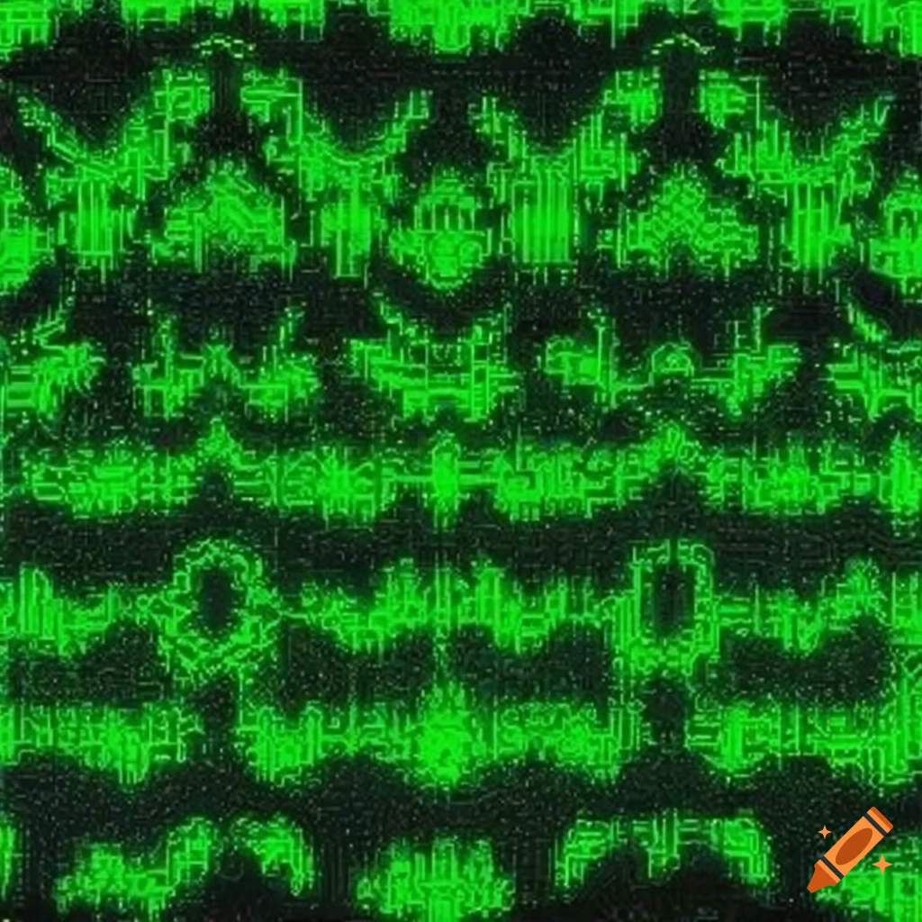 Metallic 2D high-tech alien tiles in green and black on Craiyon