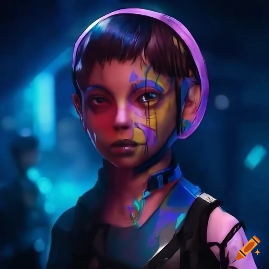 Cyberpunk child in futuristic school uniform on Craiyon