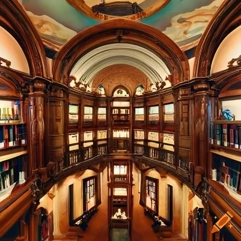 Impressive library with soaring ceilings and endless bookshelves on Craiyon