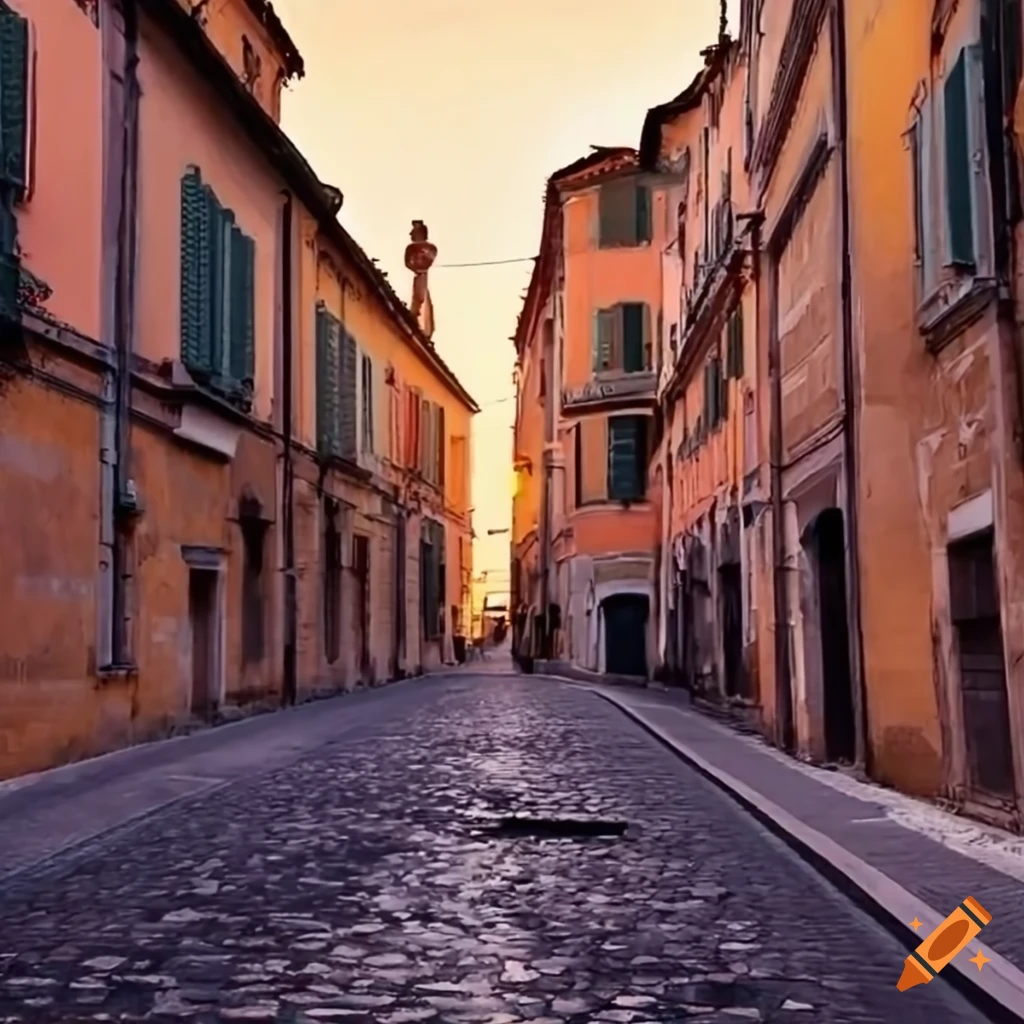 Italian street during late sunset on Craiyon