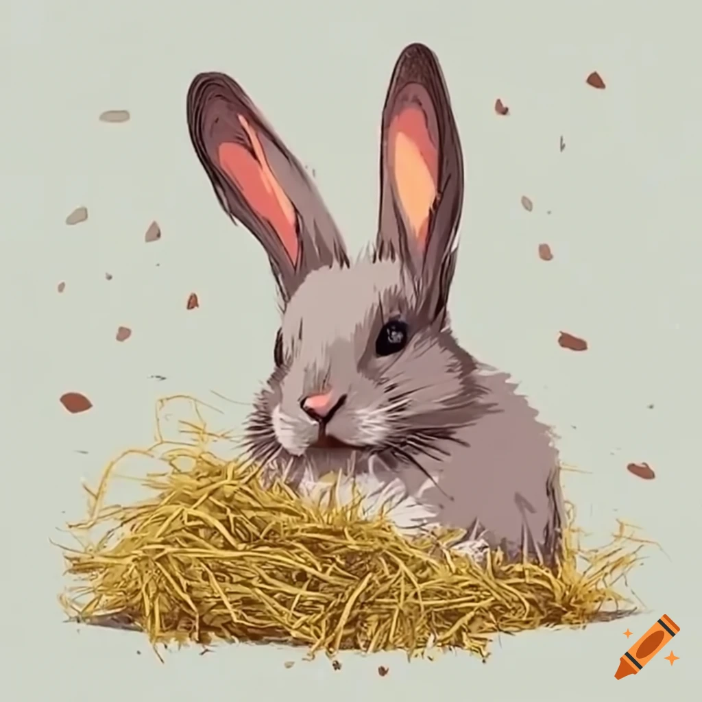 Rabbit eating hay on Craiyon