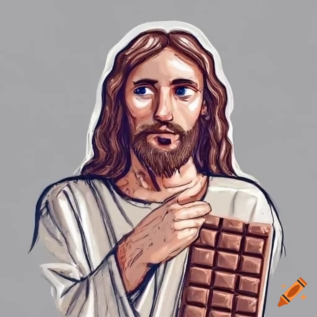 Jesus christ giving chocolate bars on Craiyon
