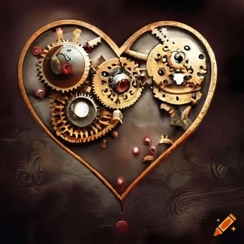 Metal heart with steampunk design on Craiyon