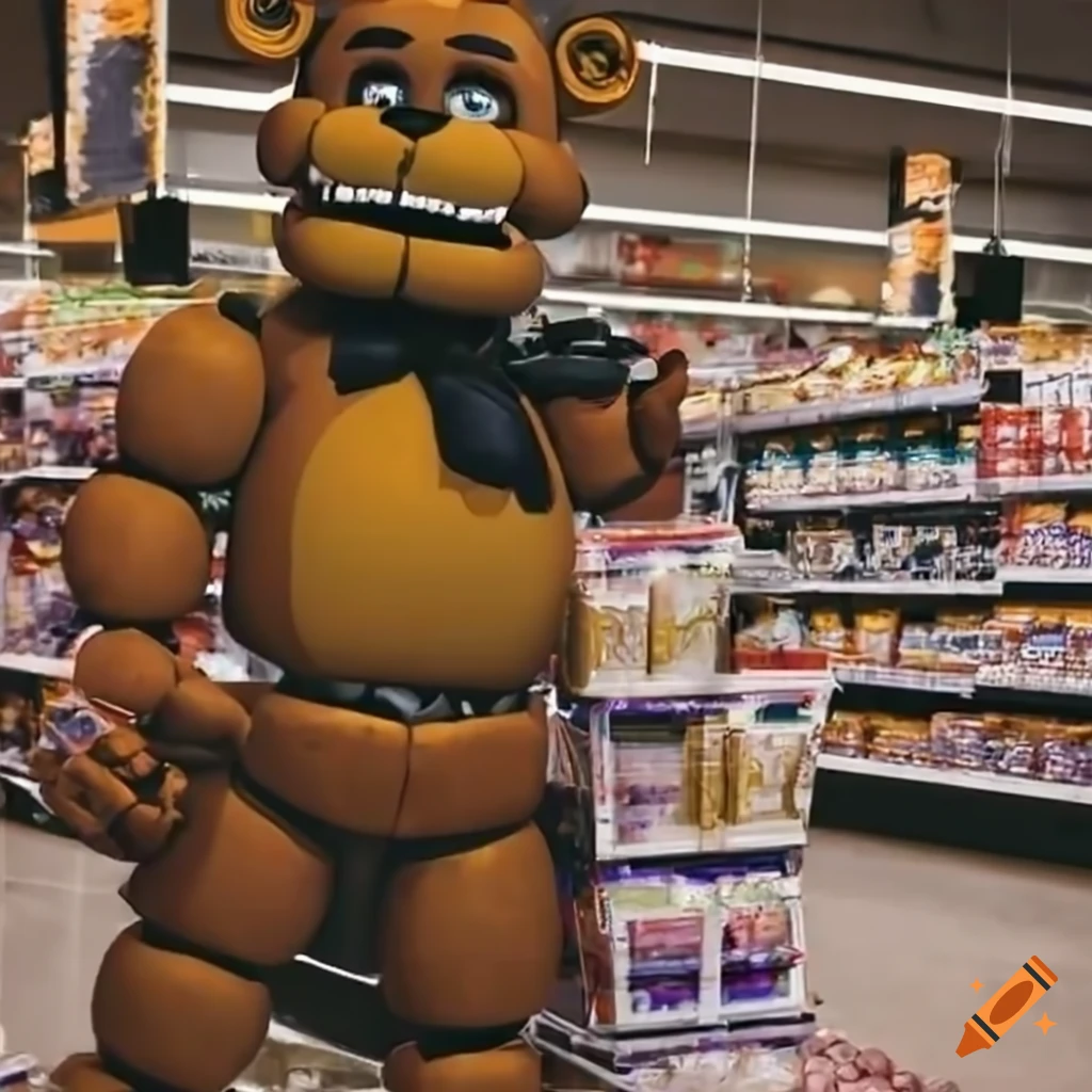 Freddy fazbear at the grocery store on Craiyon