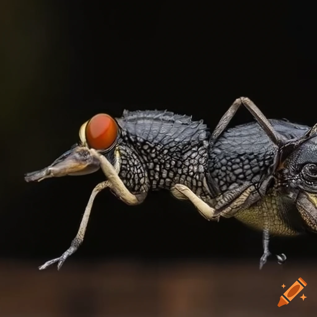Fly and alligator hybrid creature on Craiyon