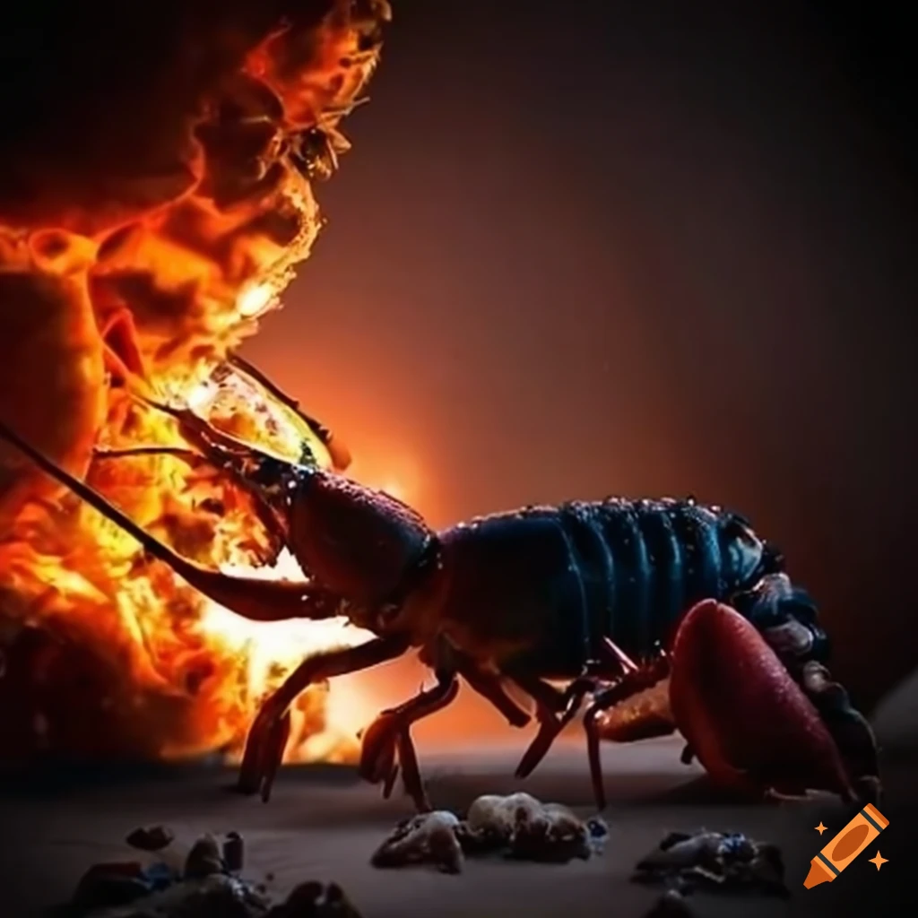 Lobsters walking away from explosion on Craiyon