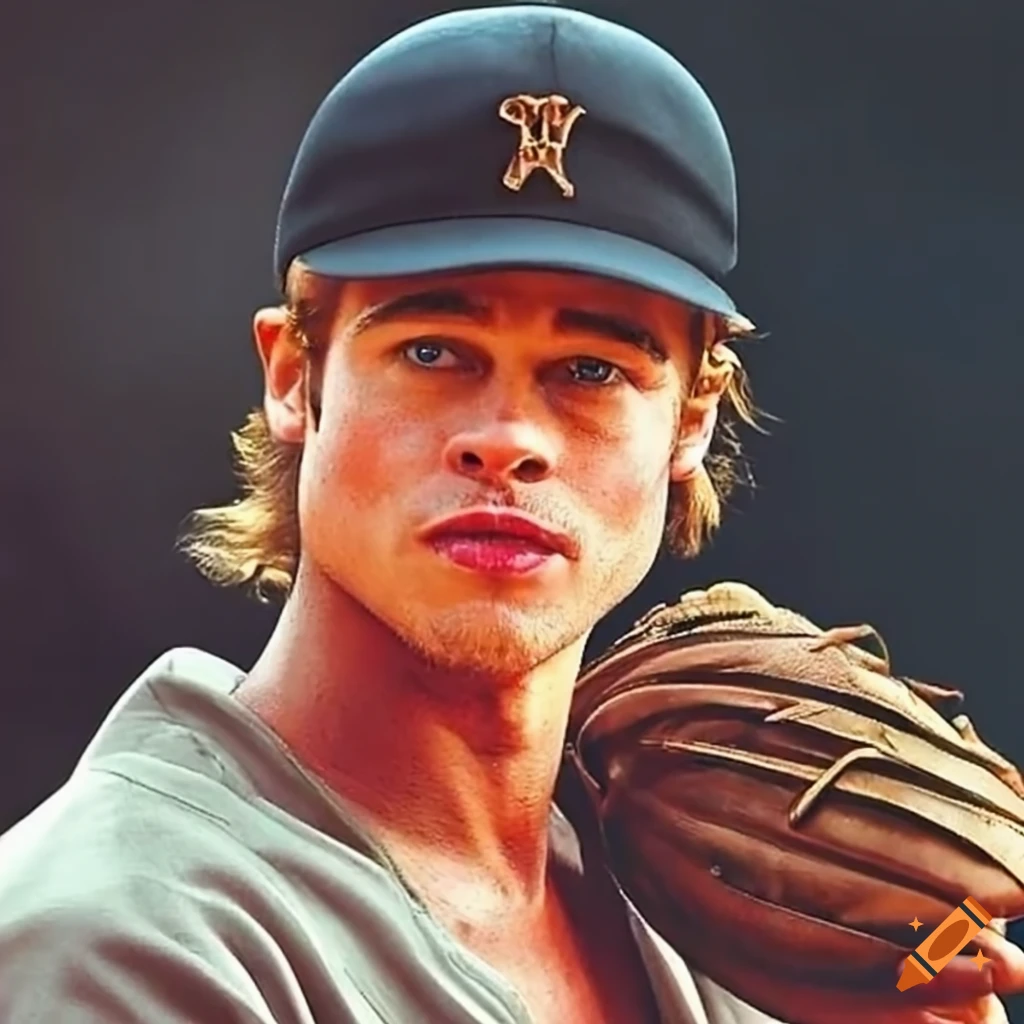 Brad pitt portrayed as a baseball player on Craiyon