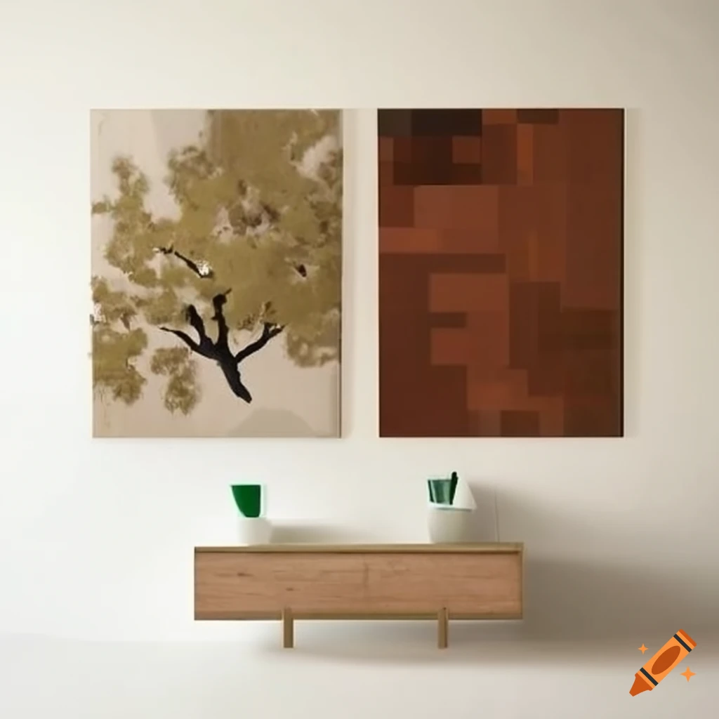 Abstract oak tree artwork with rectangular shapes on Craiyon