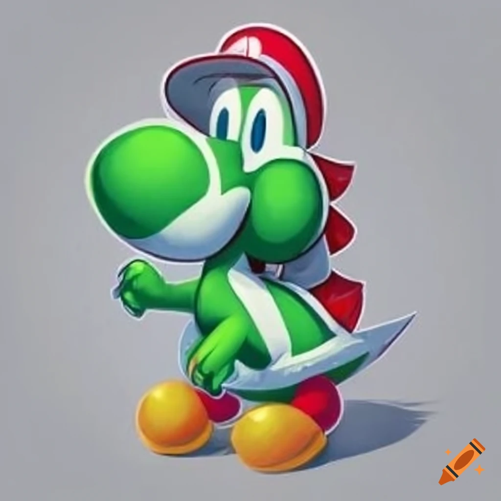 Unique character blending Yoshi and Koopa Troopa in Mario series art ...