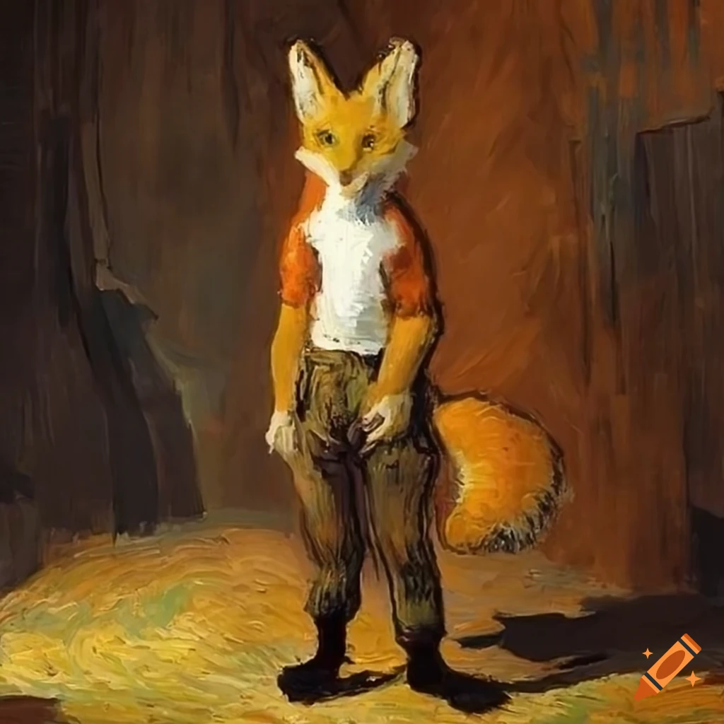 Anthro fox boy portrait with vincent van gogh painting style on Craiyon