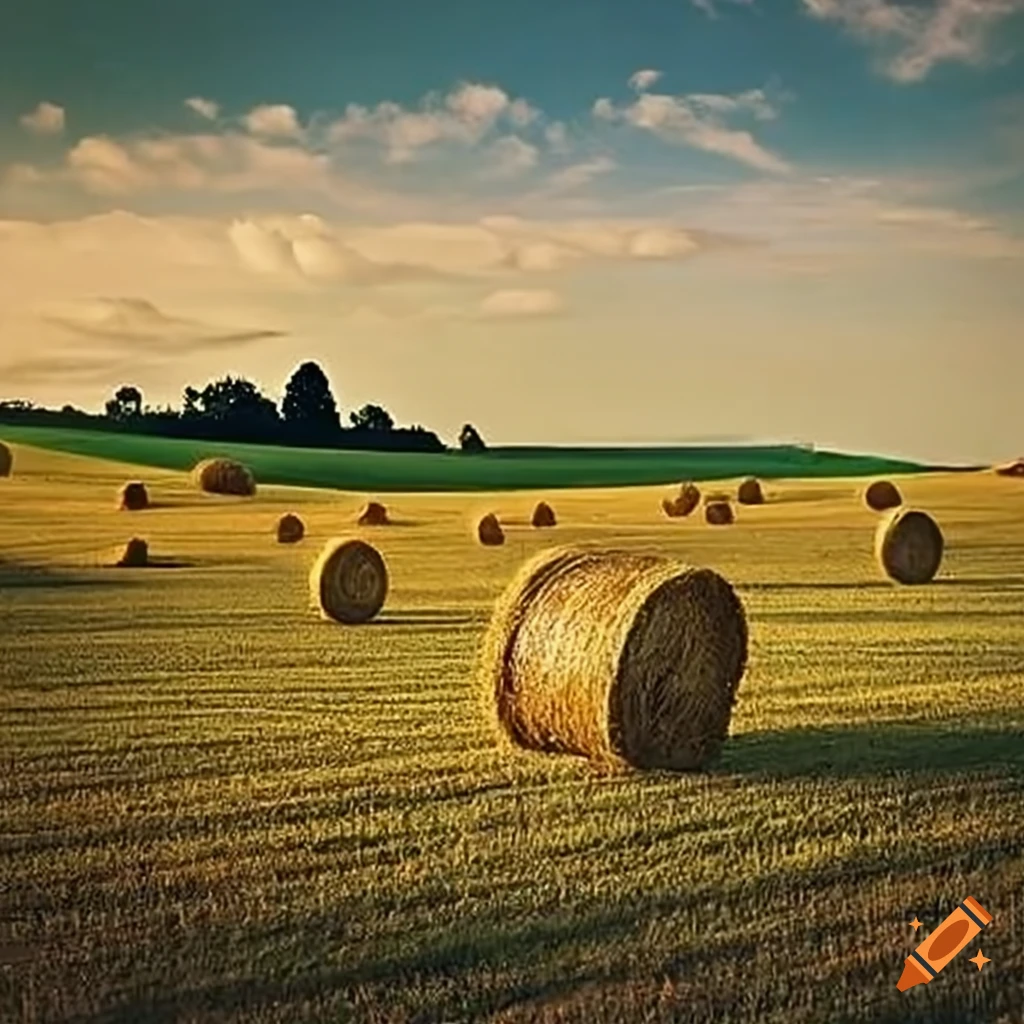 Hilly hay field landscape on Craiyon
