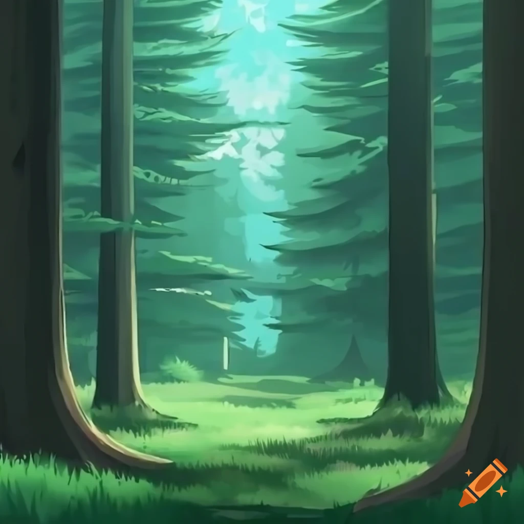 Anime pine tree forest background on Craiyon