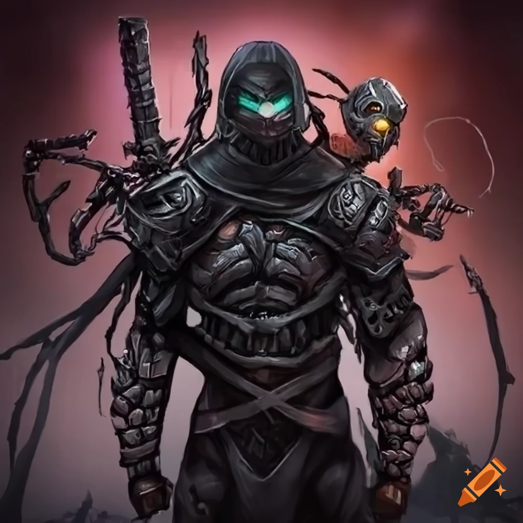 Dark fantasy crew of cyborg ninjas on Craiyon