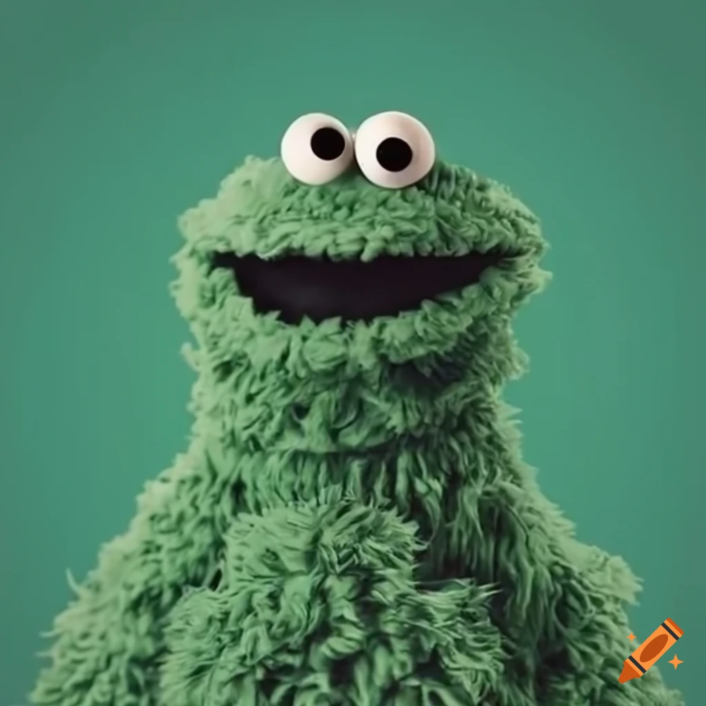 Cookie monster from sesame street in green on Craiyon
