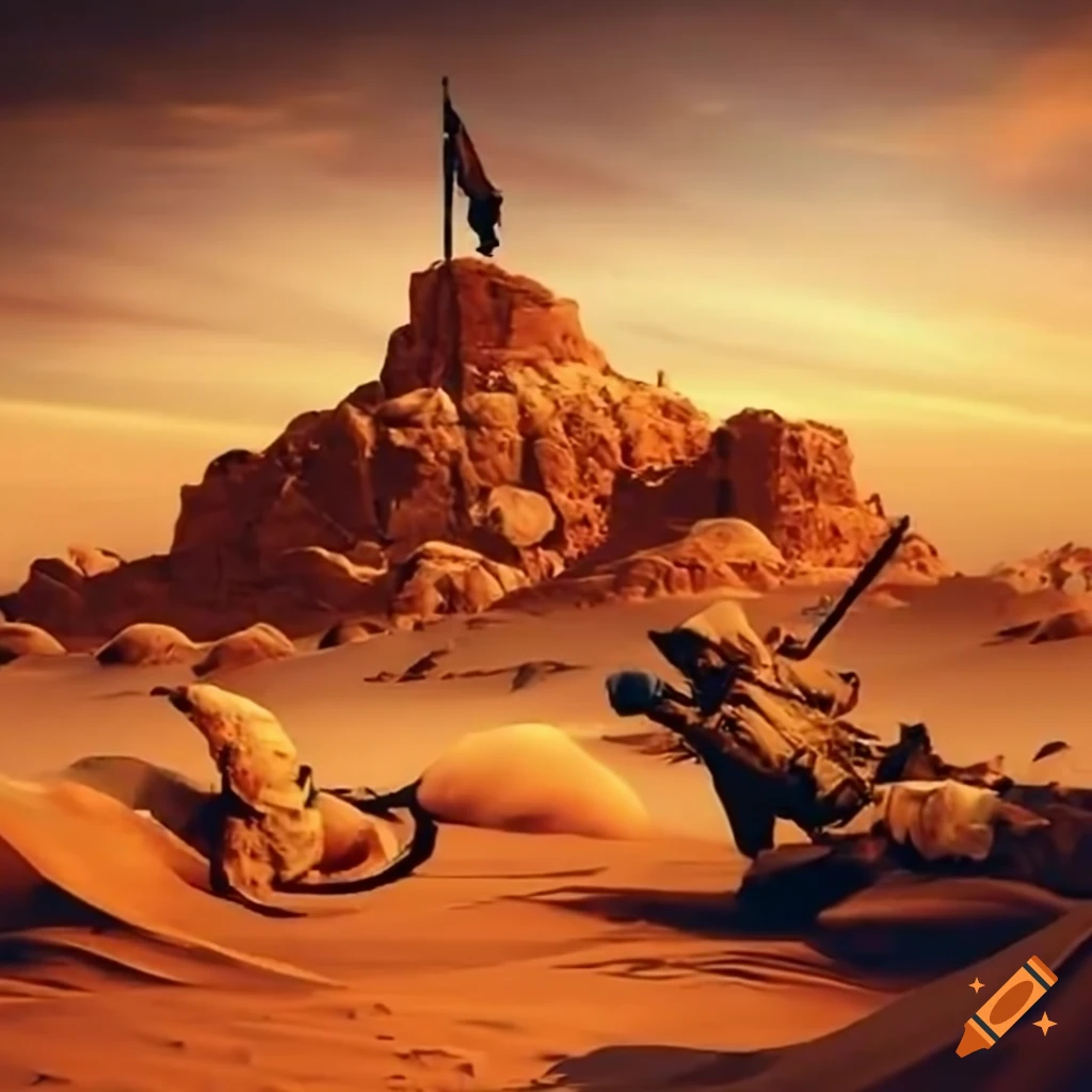 Desert battlefield scene on Craiyon