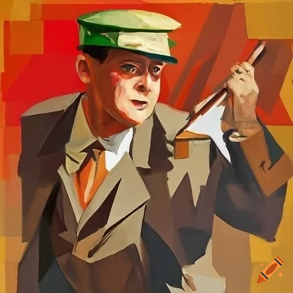 Vintage 1920s propaganda advertisement with a postman on Craiyon