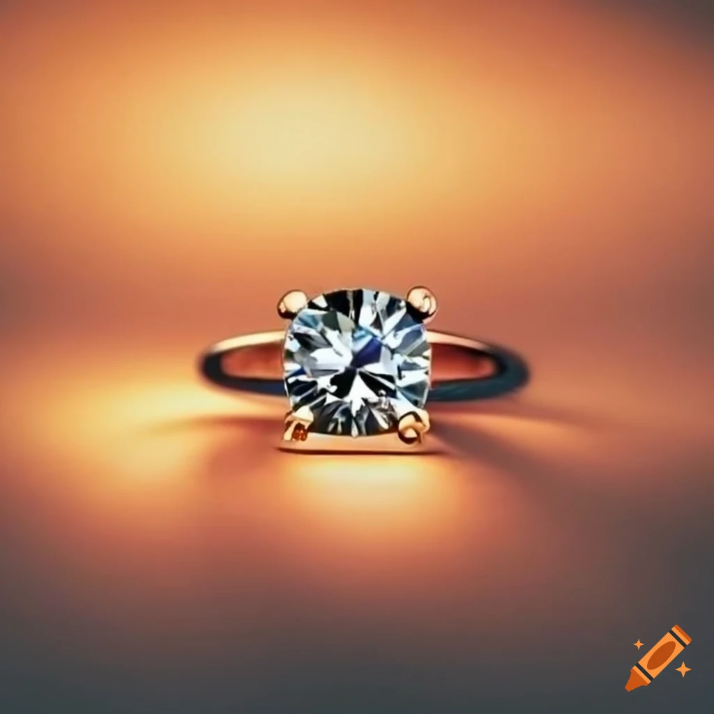 Romantic engagement ring at sunset on Craiyon