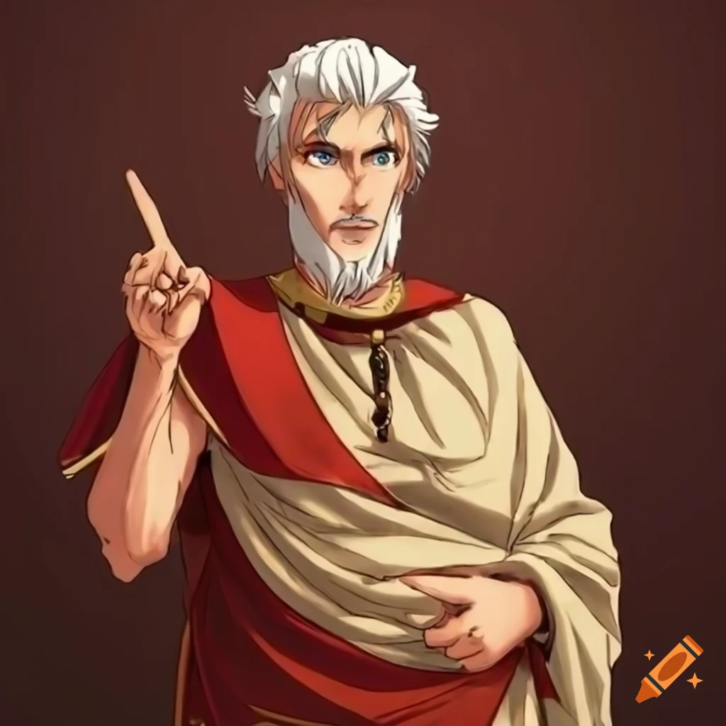 Anime portrait of an ancient Athenian senator pointing on Craiyon