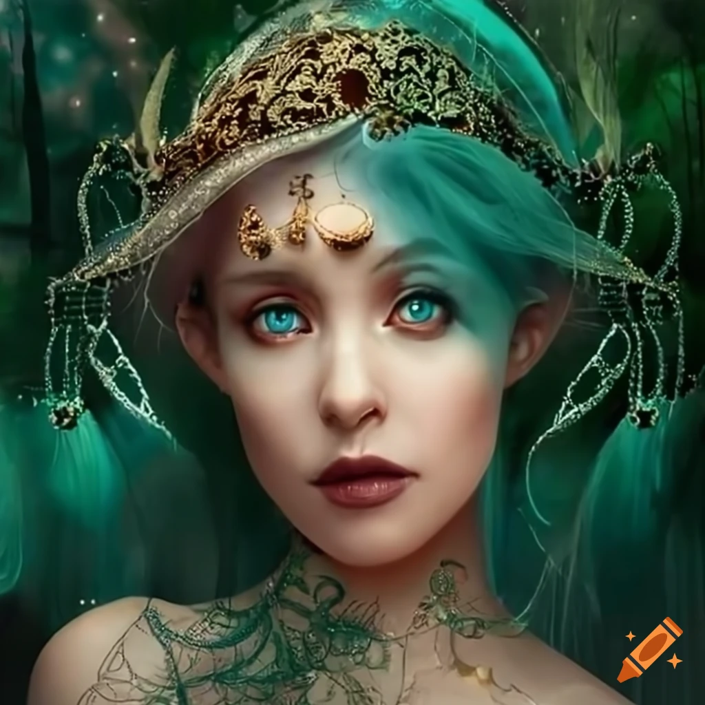 Fairytale lady in a magical forest on Craiyon