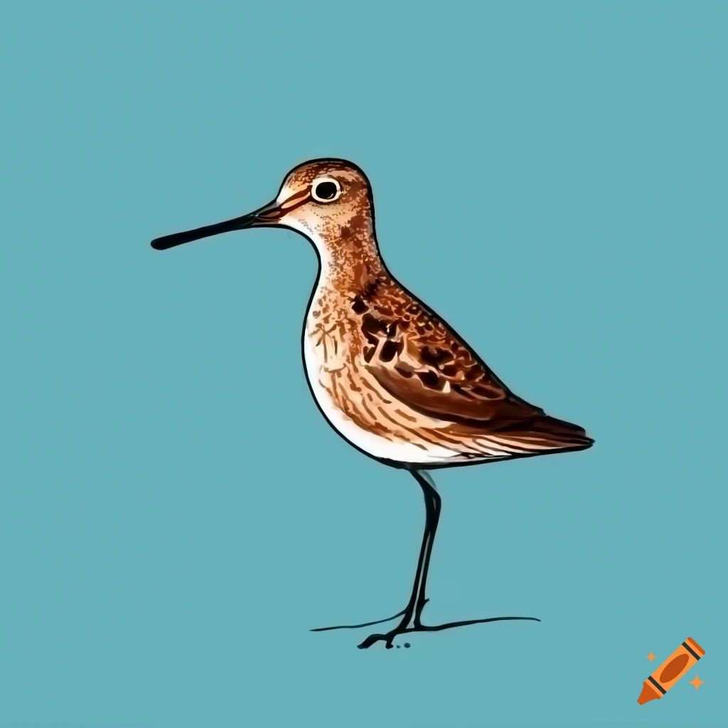 Line drawing of a common sandpiper in brown and blue on Craiyon