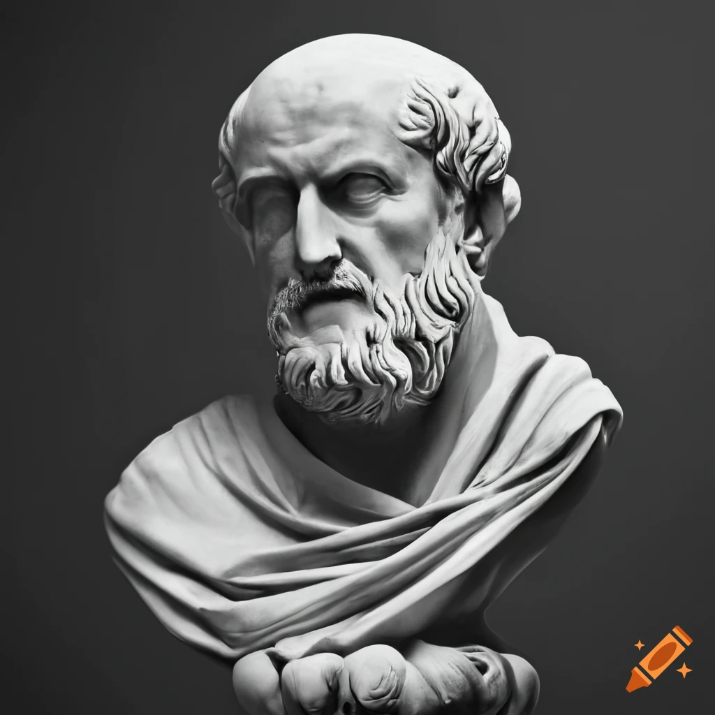 Contemplative roman philosopher in monochrome on Craiyon