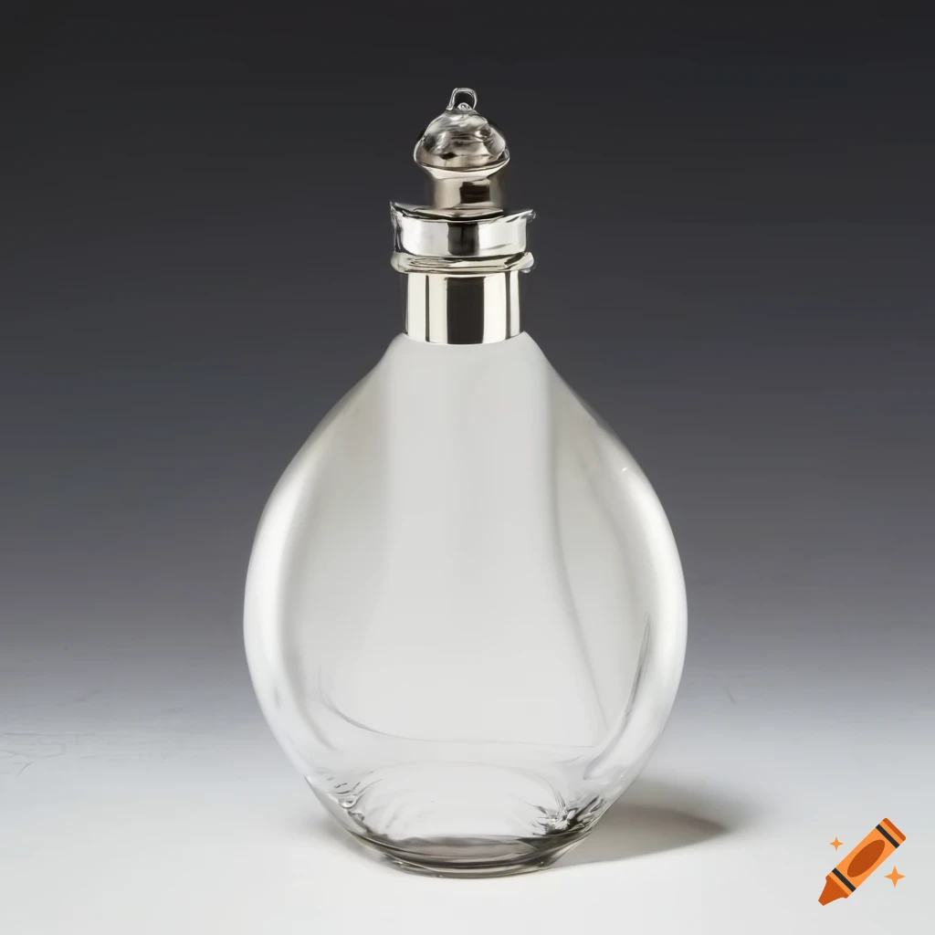 Modern silver and glass perfume flask for women on Craiyon