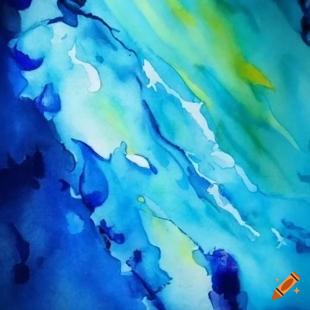 Watercolor artwork with blue hues on Craiyon