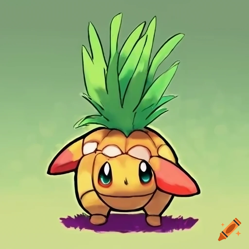 Fox pineapple grass starter Pokemon in Pokemon style on Craiyon