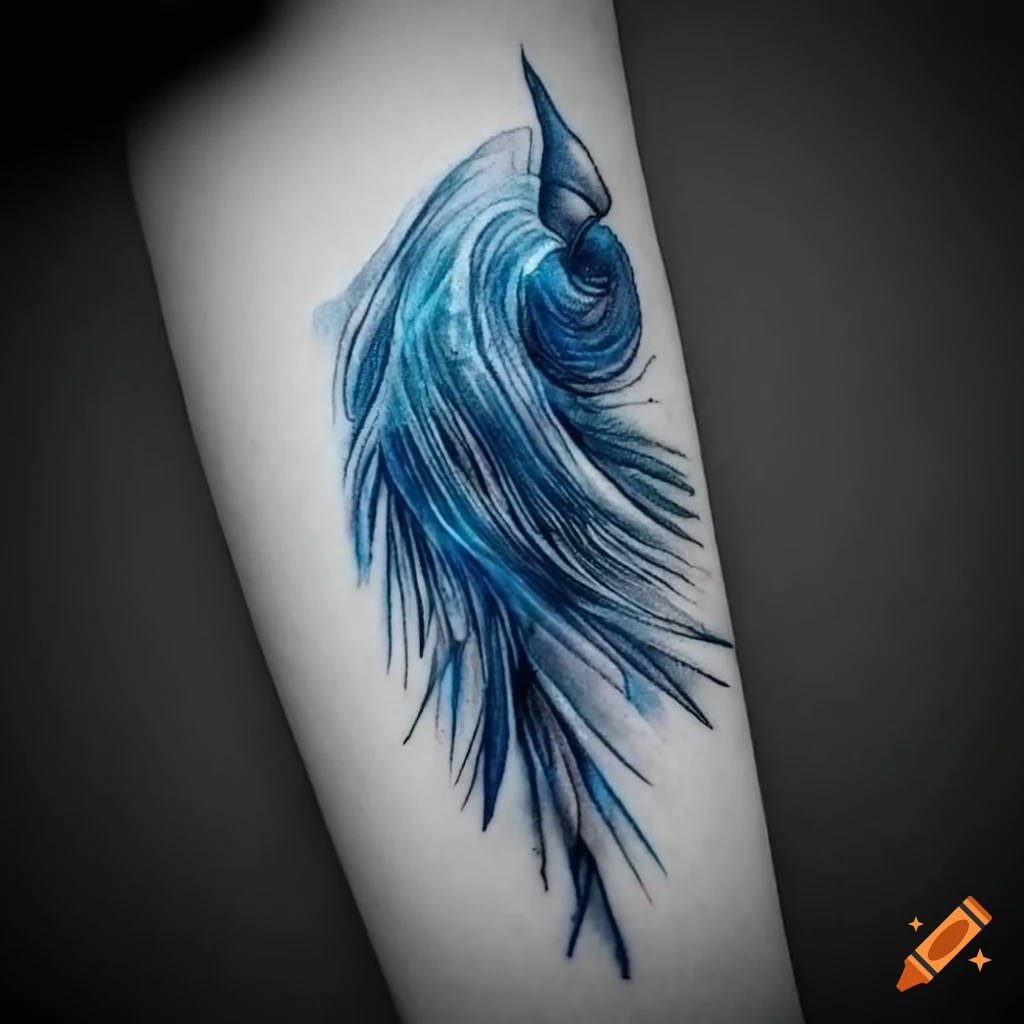 Abstract black and blue tattoo with clean lines on Craiyon