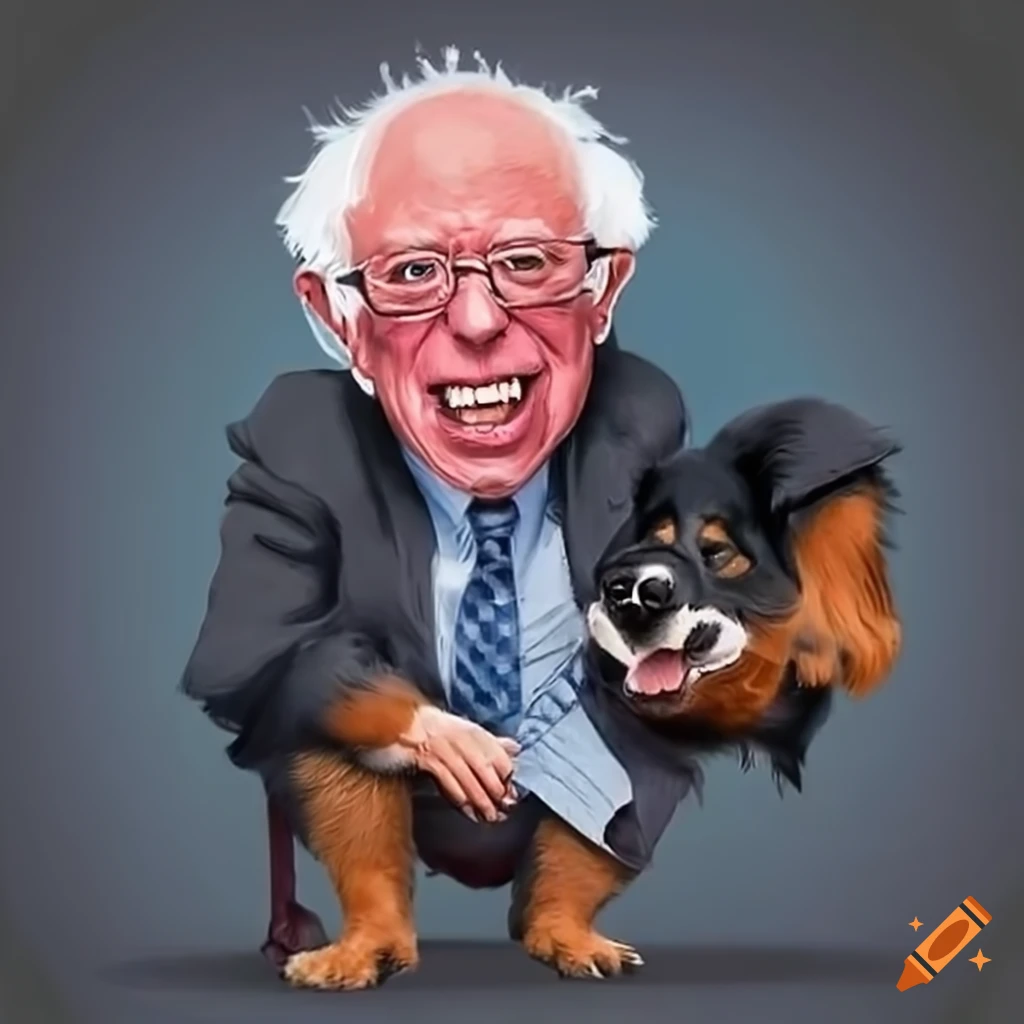 Bernie sanders depicted as a bernese mountain dog on Craiyon