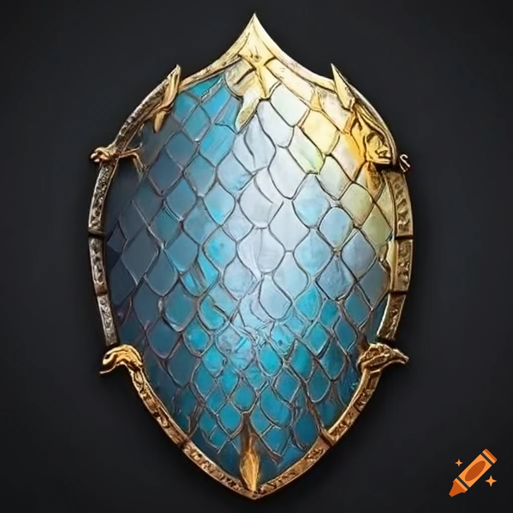 Dragon scale shield with mirror finish on Craiyon