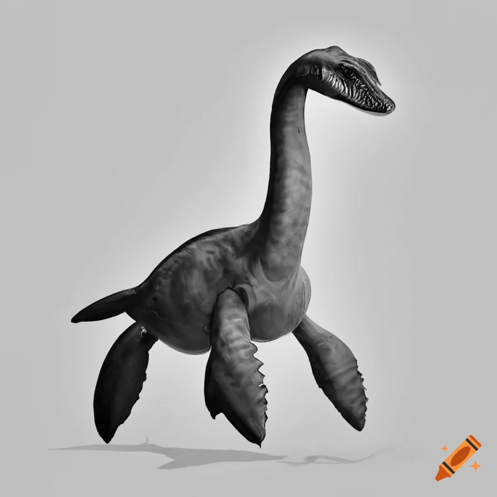 Plesiosaur monster in black and white on Craiyon