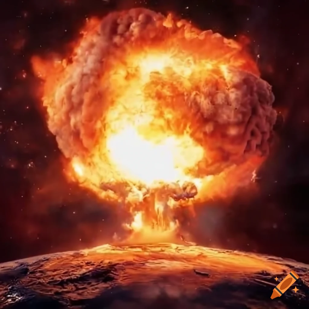 Explosion on a sci-fi space station on Craiyon